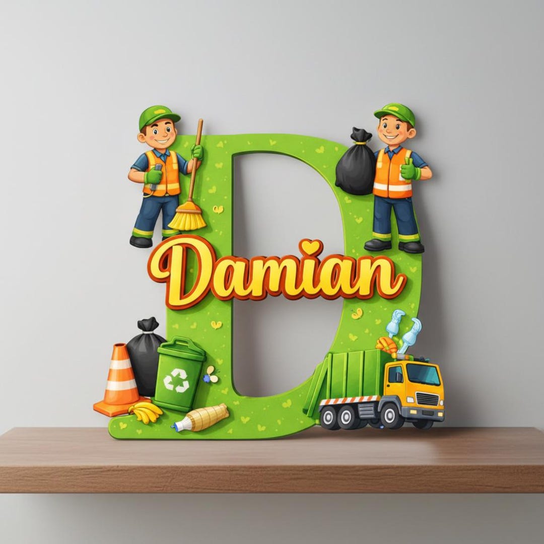 Personalized Garbage Truck Wooden Letter, Custom Nursery Name Sign - Etsy