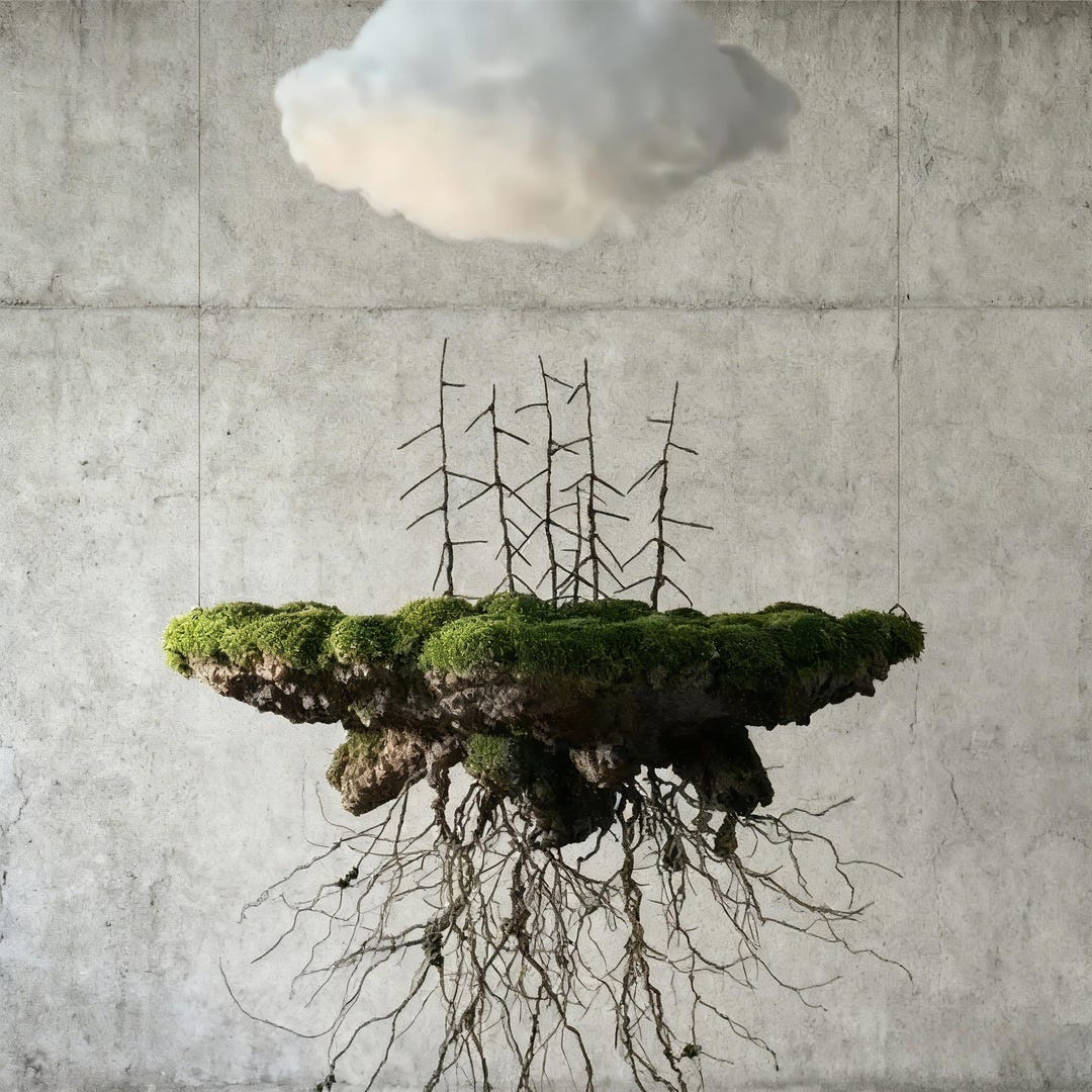 Handmade Bonsai Sky Tree Art With Floating Design: Moss & Preserved ...