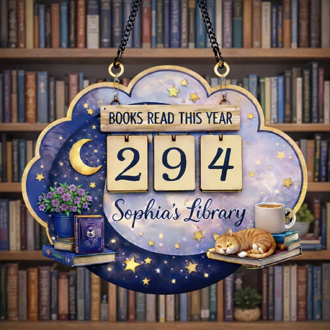 Personalized Wooden Book Tracker Sign: Custom Reading Counter ...