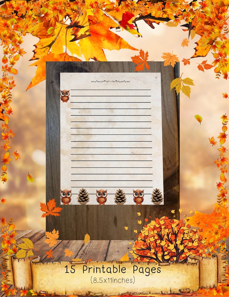 Autumn Journal Paper: Scrapbook Printables With Fall Designs (8.5x11 ...