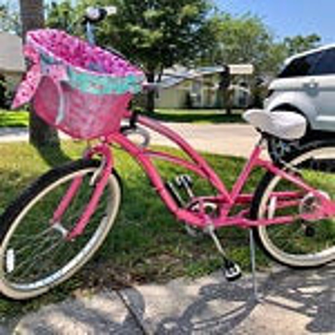 Bike Basket Liner Pink Flamingos and Aqua Teal Flamingos for - Etsy