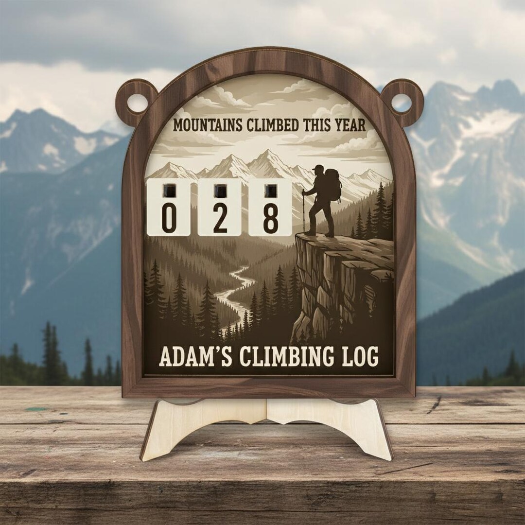 Personalized Tracker Sign, Mountains Climbed Counter Display, Hiking ...