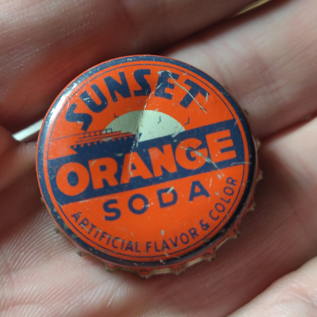 Rare Sunset Orange Soda Vintage Cork Lined Bottle Cap Used Blue Auburn ...