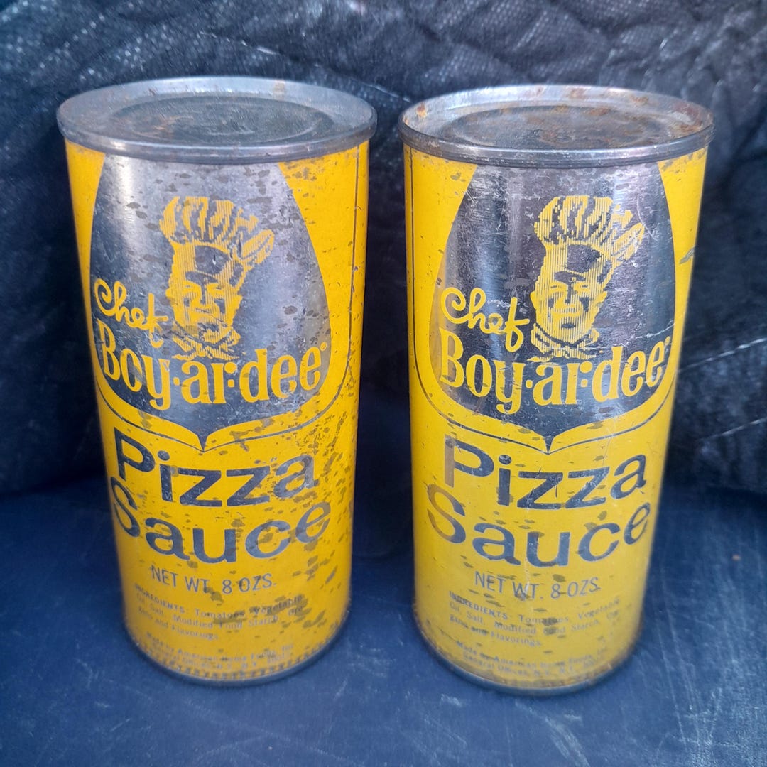 2 Chef Boyardee Vintage Pizza Sauce Cans Canco 1970s G-VG Condition ...