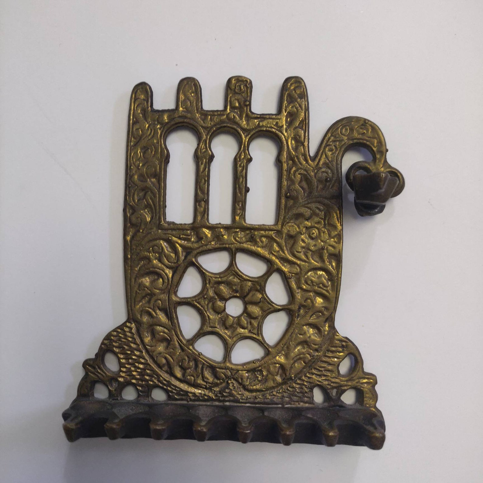 Antique Judaica Menorah Hanukkah Solid Brass Ornate Quality Made Old - Etsy