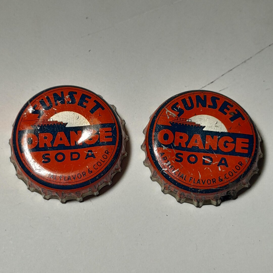 Rare Sunset Orange Soda Vintage Cork Lined Bottle Cap Used Blue Auburn ...