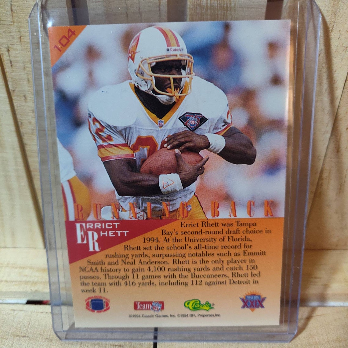 Errict Rhett 1994 Classic NFL Experience Football Card Tampa - Etsy