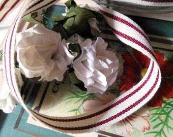 Red and Cream Ticking Stripe Cotton Ribbon by the Yard | Etsy