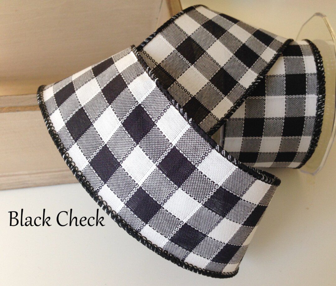Wired Black White Check Ribbon 2.5 Wide Cut to Length Wedding, Crafts ...