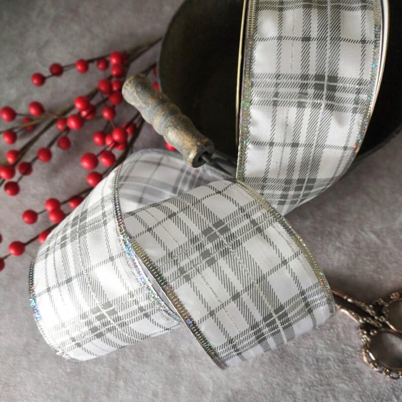 Gray Plaid Ribbon - Etsy