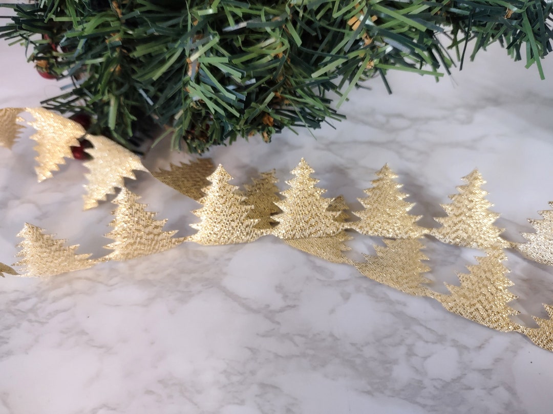 Gold Pine Tree Ribbon 1 Inch Wide by the Yard - Etsy