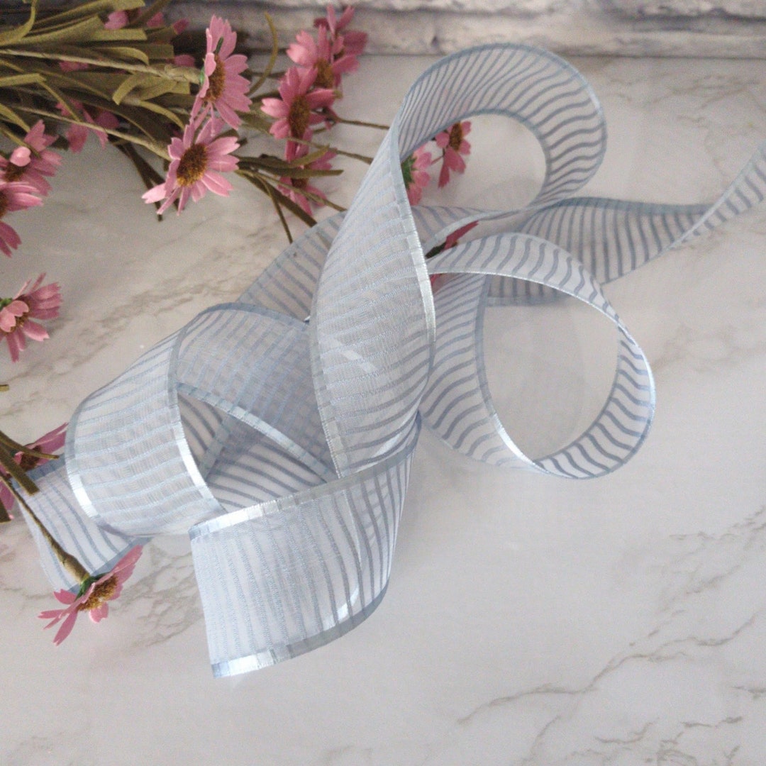 Dusty Blue Sheer Ribbon, Wedding Cards Gifts DYI Sheer Dusty Blue 1.5 ...