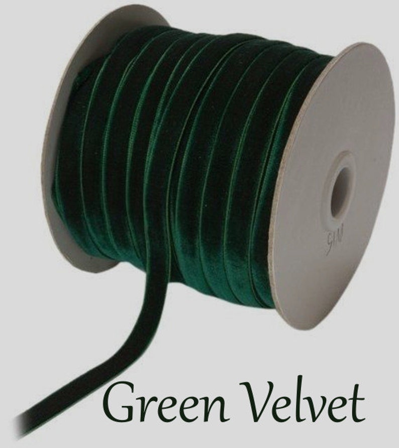 Green Velvet Ribbon 3/8 By The Yard | Etsy