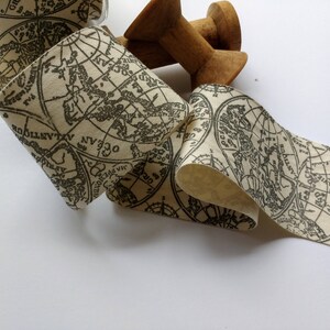 World Map Ribbon - 2-inch Natural Canvas - Grey - by the Yard, Weddings ...