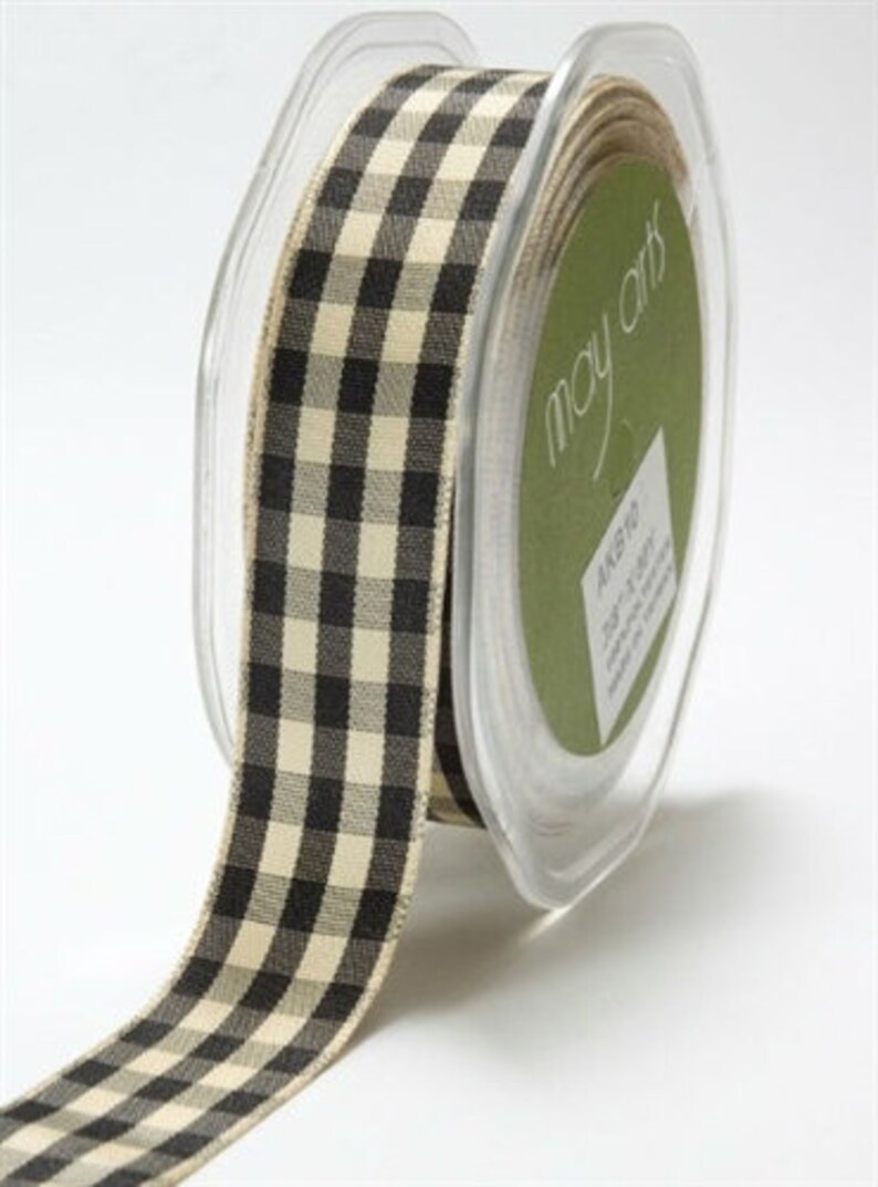 Black/ivory Checked Ribbon 7/8 Wide Ribbon by the Yard - Etsy