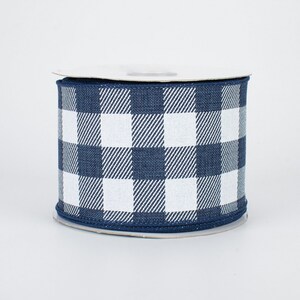 5 Yds Ribbon, 2.5 Printed Plaid Check: Blue & White Weddings, Bows ...
