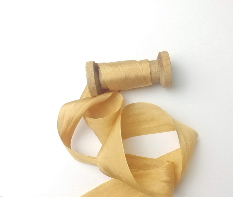 Pale Gold Silk Ribbon 100% Silk Ribbon PALE GOLD Silk Ribbon - Etsy