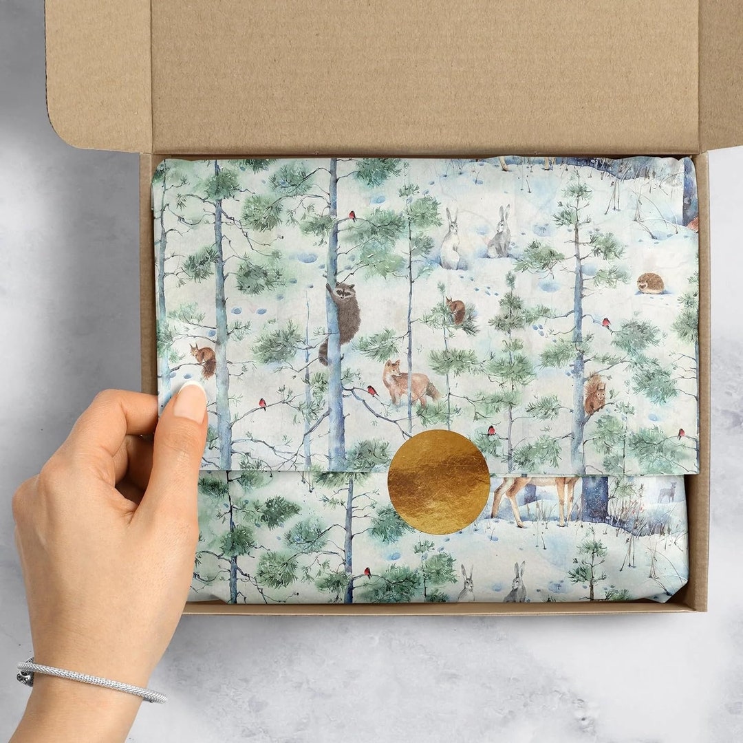 Gift Tissue Paper 20" X 30"winter Woodland , Italian Tissue Paper ...