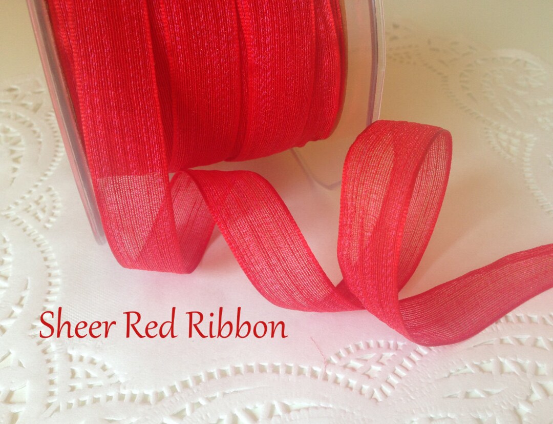 Sheer RED Ribbon 5/8" Wide,wedding Decorations, Gift Wrap, Baby, Trim ...
