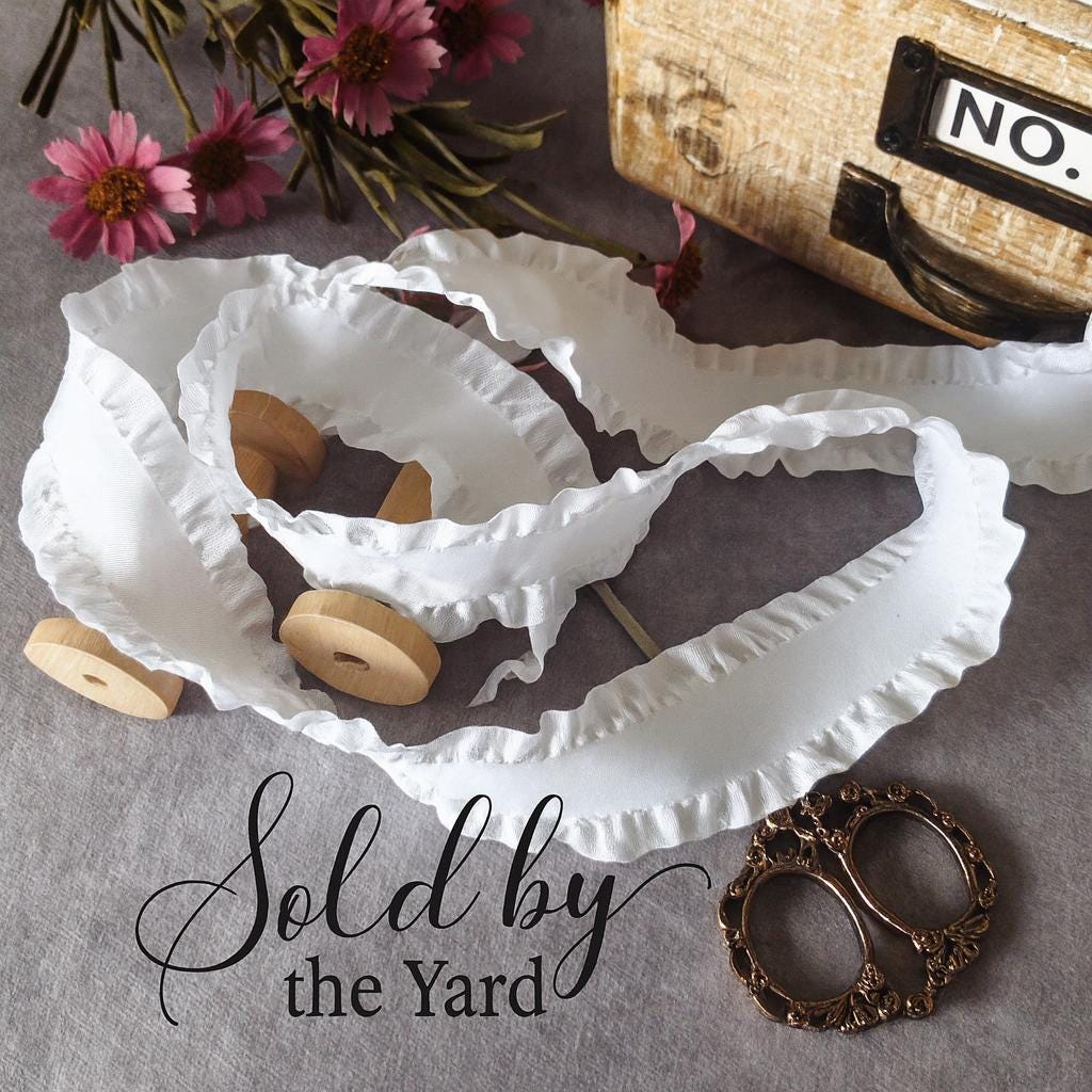 Ribbon, White Double Ruffle Ribbon, 1-1/2-inch by the Yard Hair Bows ...