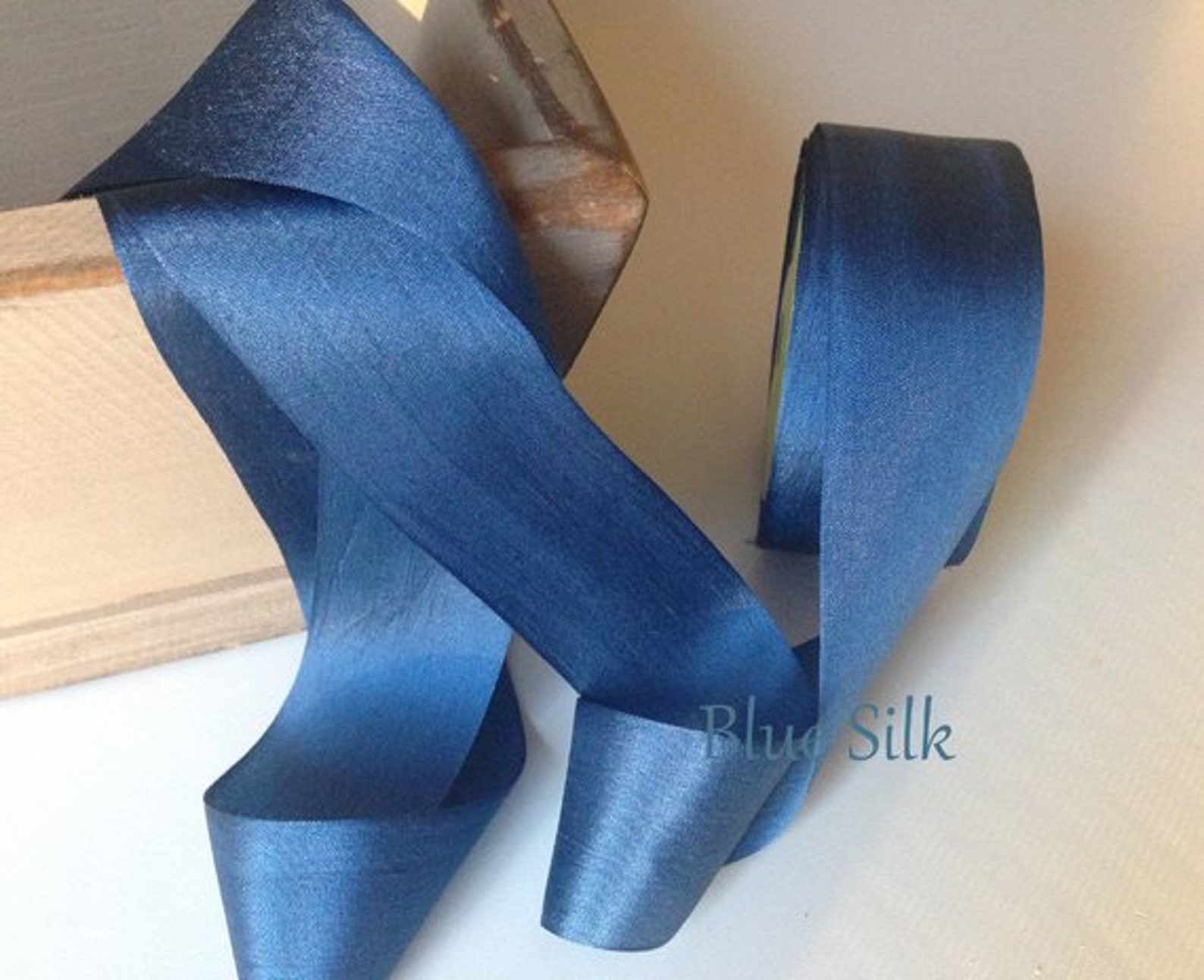 Silk Ribbon Blue Silk Ribbon wedding Bouquets and Vintage - Etsy