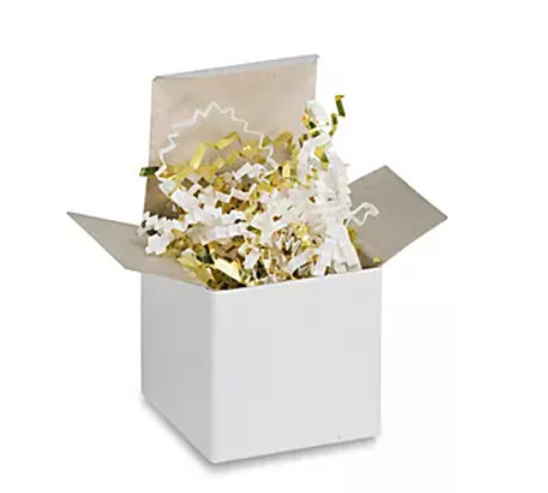 White and Gold Crinkle Paper Shred for Packaging Gift Box / Basket ...