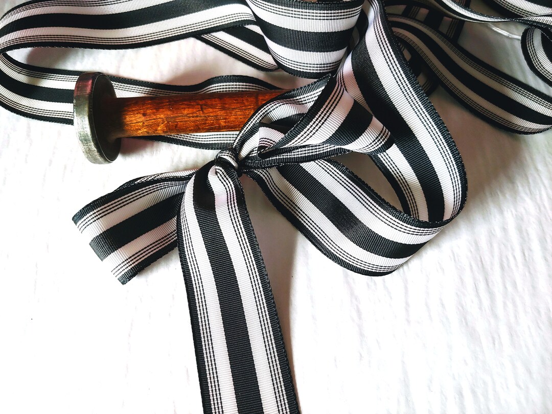 Ribbon ,1.5 " GROSGRAIN/STRIPES – Black and White , Wedding Gift ...