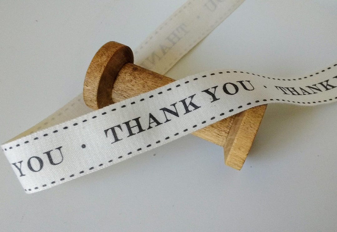 Thank You Ribbon 3/4” Wide by the Yard, Cotton Twill Ribbon, Gift Wrap ...