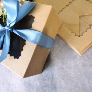 6 Kraft Favor Boxes With Ribbon 6x6x3 Window Cookies, Gifts, Wedding ...