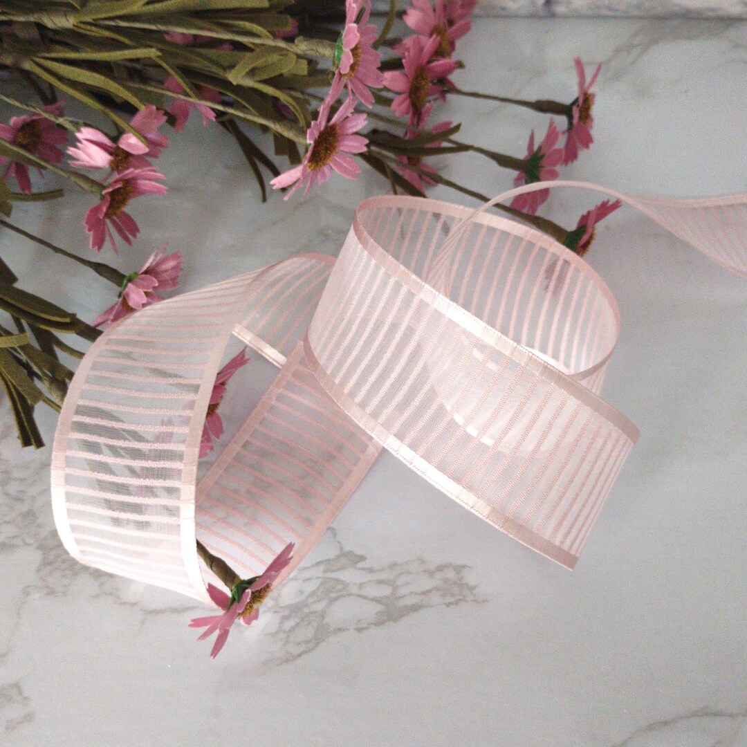 Pink Blush Sheer Ribbon, Wedding Cards Gifts DYI Sheer Dusty Blue 1.5 ...