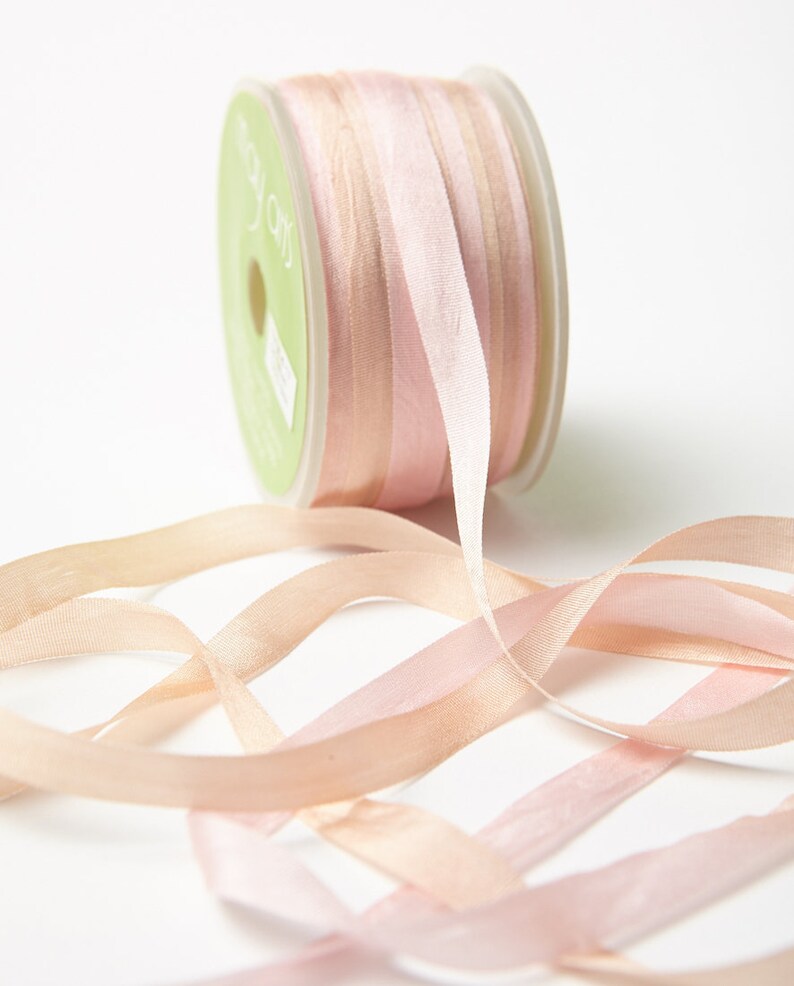 1/4 Inch PINK/CHAMPAGNE Variegated Silk Ribbon Hand Dyed by - Etsy