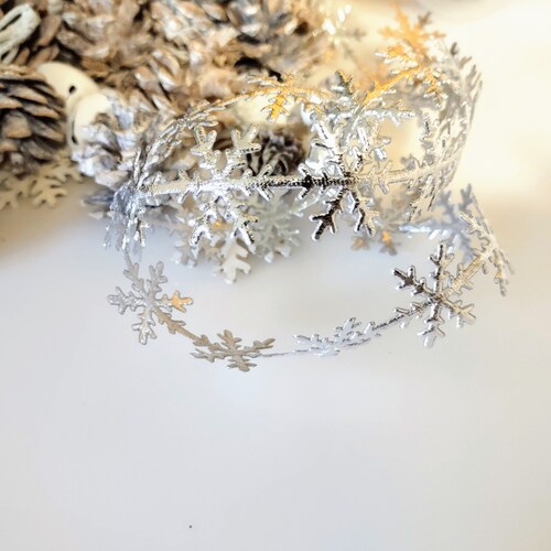 Large Silver Snowflake Ribbon Trim 1.75 Wide by the Yard - Etsy