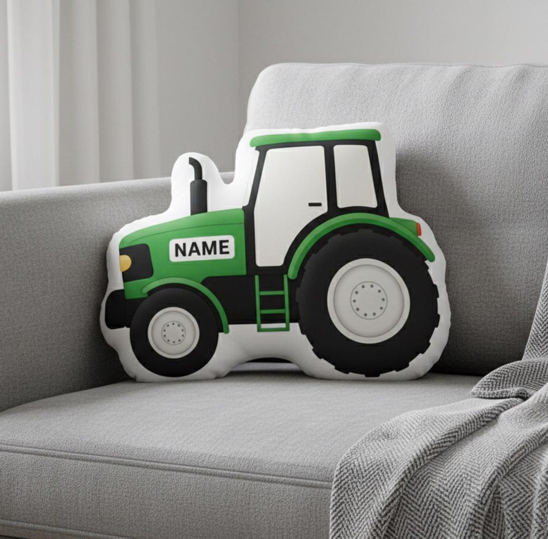 Custom Tractor Plush Pillow, Personalized Name Tractor Shaped Cushion ...