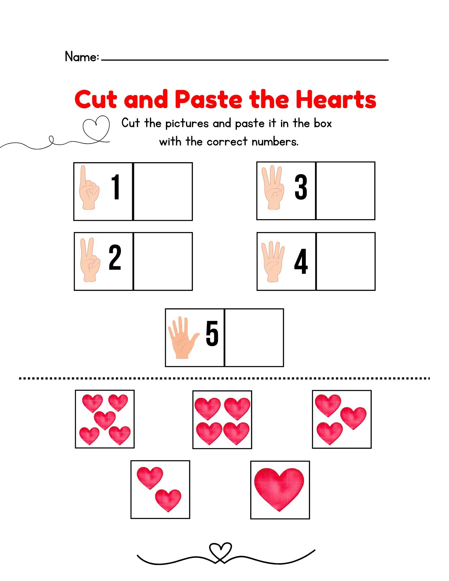 Valentine's Day Counting, Coloring & Cutting - Etsy