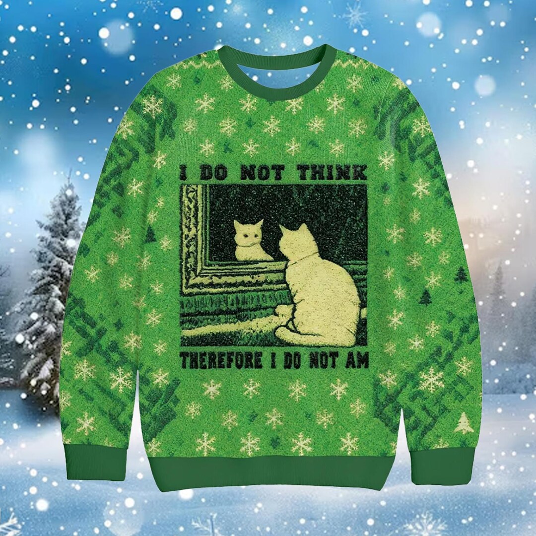 Philosopher Cat Meme Christmas Sweater 2025: Sarcastic Existential ...