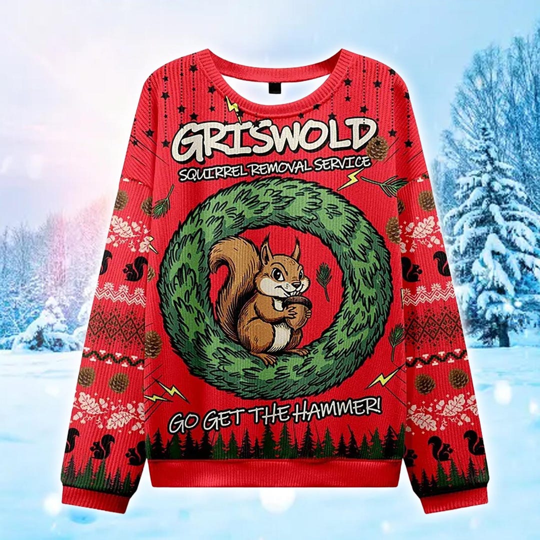 Griswold Squirrel Removal Christmas Sweater: Funny Ugly Holiday Apparel ...