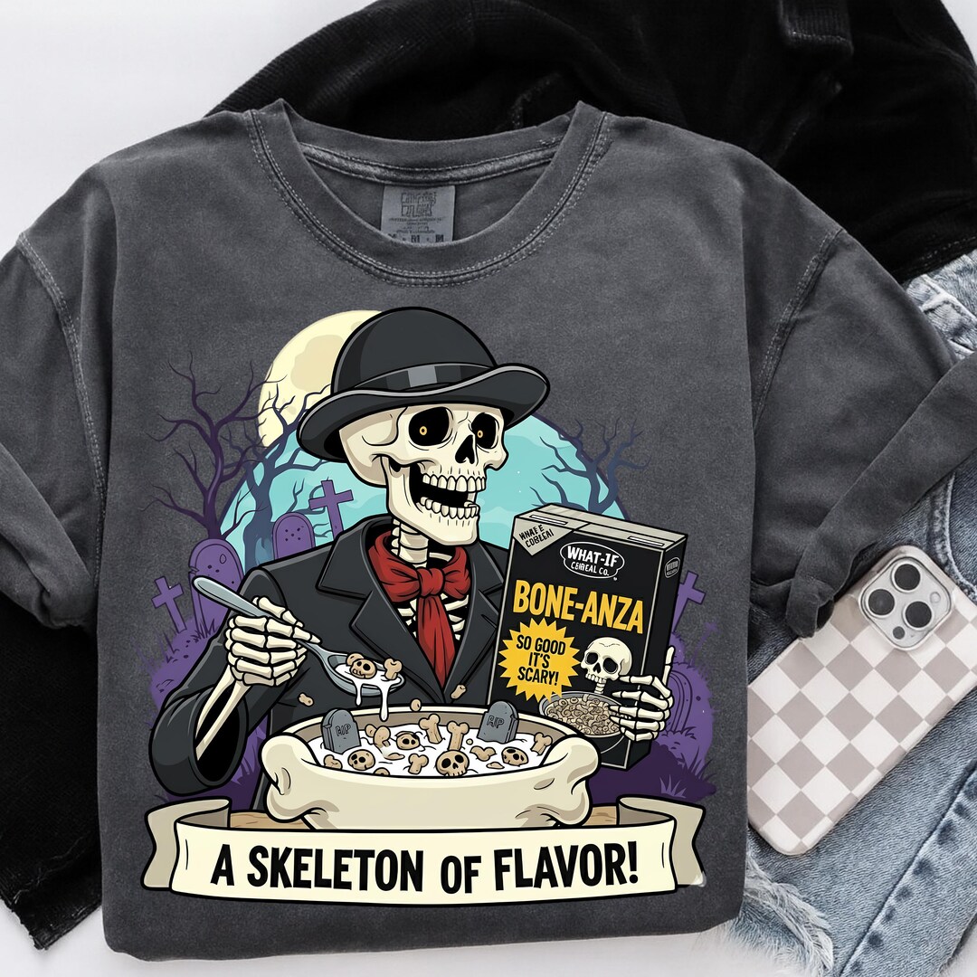 Skeleton Cereal T-shirt Design: Retro Bone-anza Art (digital Download ...