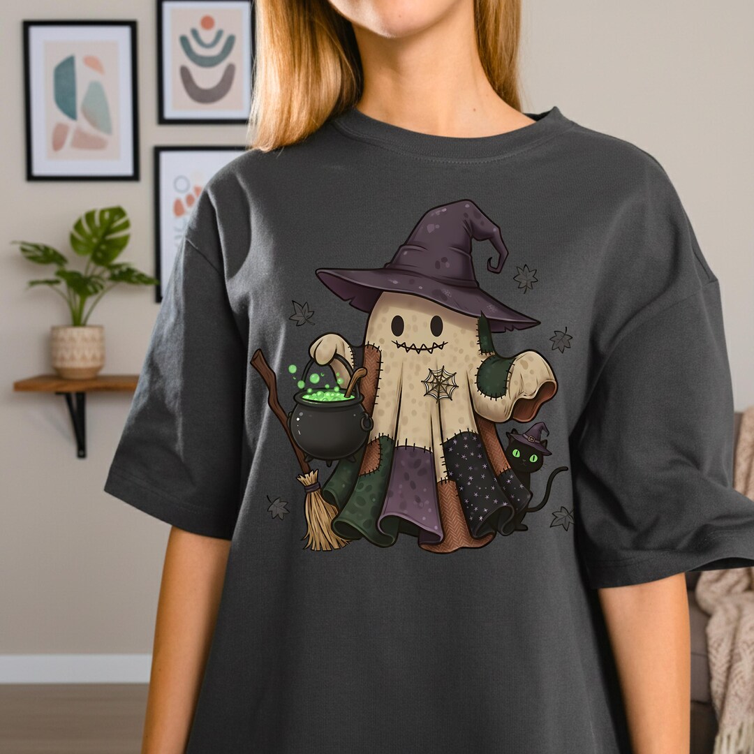 Retro Halloween Witch Ghost PNG | Creepy Cute Patchwork | Trendy ...