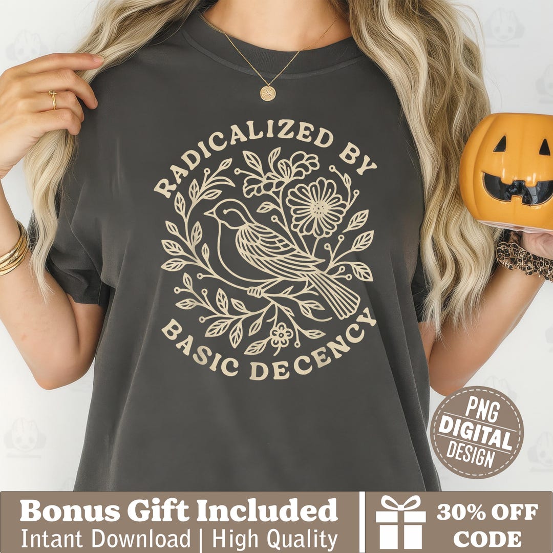 Radicalized by Basic Decency Png, Minimalist Line Art Bird Floral ...