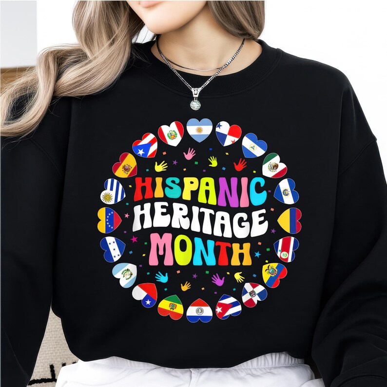 Hispanic Heritage Month Hearts Png, Colorful Latin Flags Sublimation ...