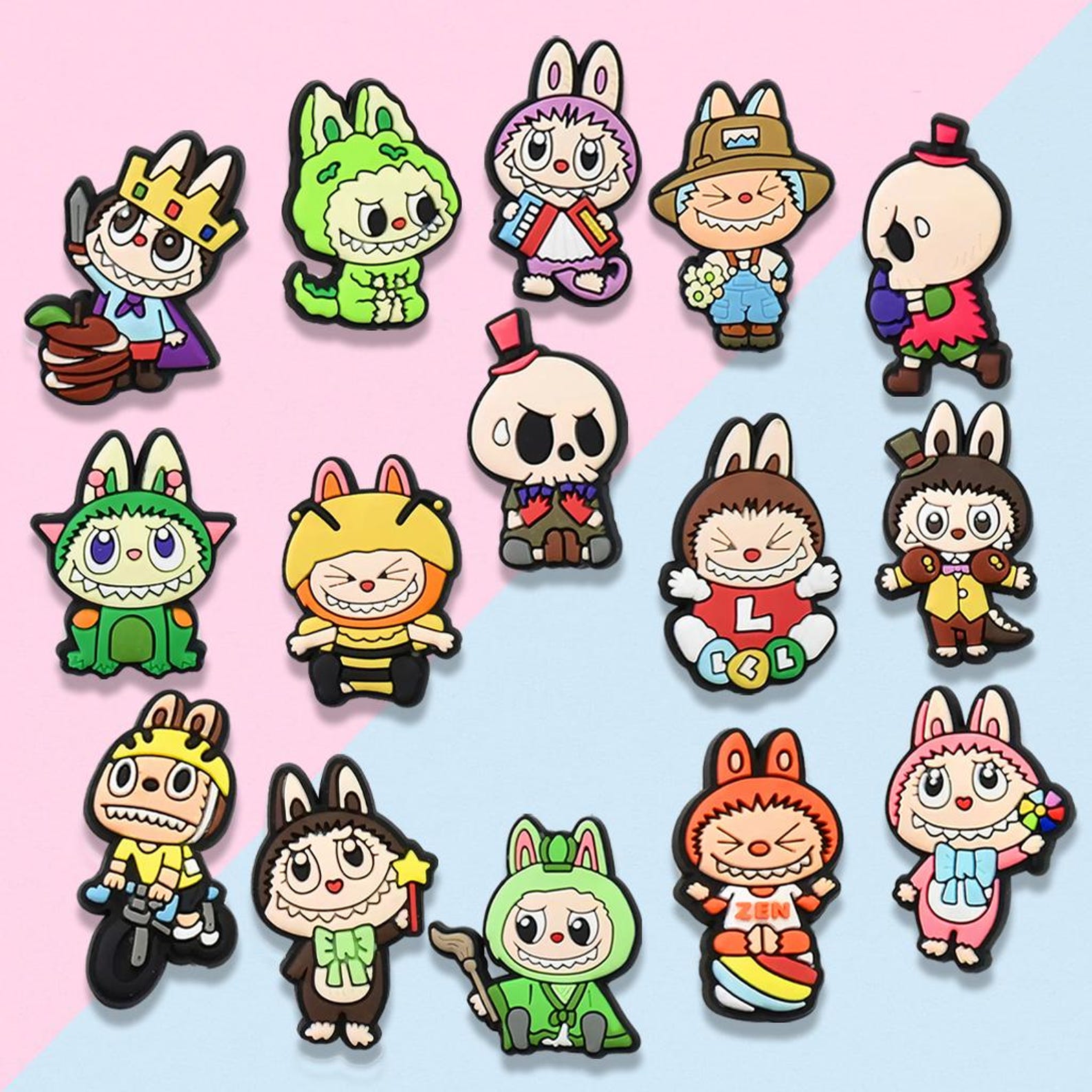 15 Pcs Cute Bunny Character Shoe Charms Set | Cartoon Rabbit Croc ...