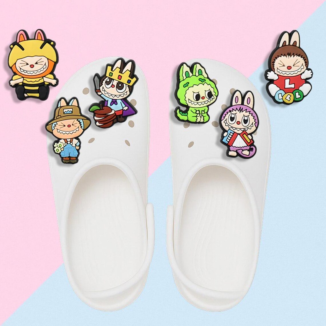 15 Pcs Cute Bunny Character Shoe Charms Set | Cartoon Rabbit Croc ...
