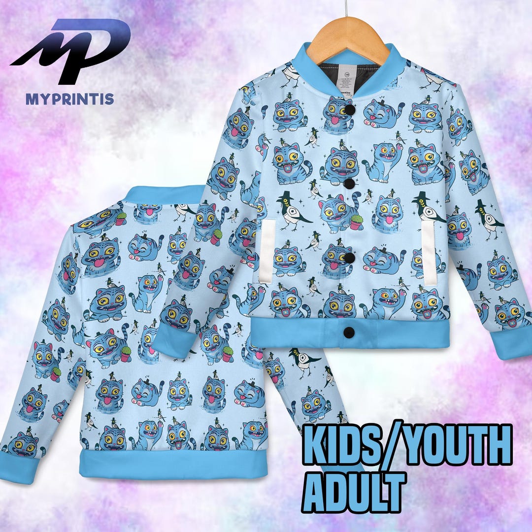 Tiger Huntrix Baseball Jacket – Derpy the Tiger Blue Jacket for Kids ...