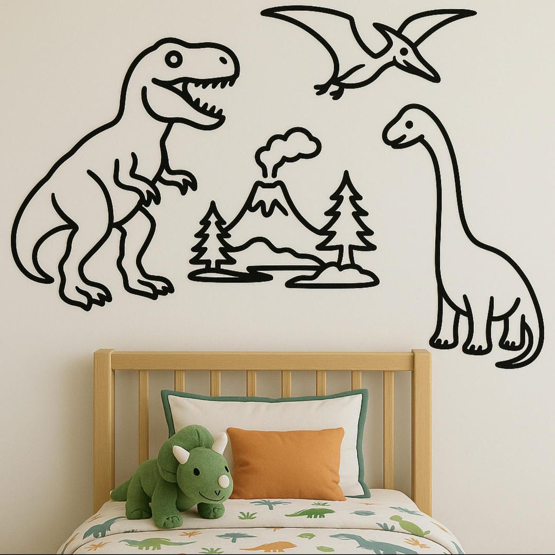4-piece Dinosaur Metal Wall Art Set – Kids Room Prehistoric Decor - Etsy