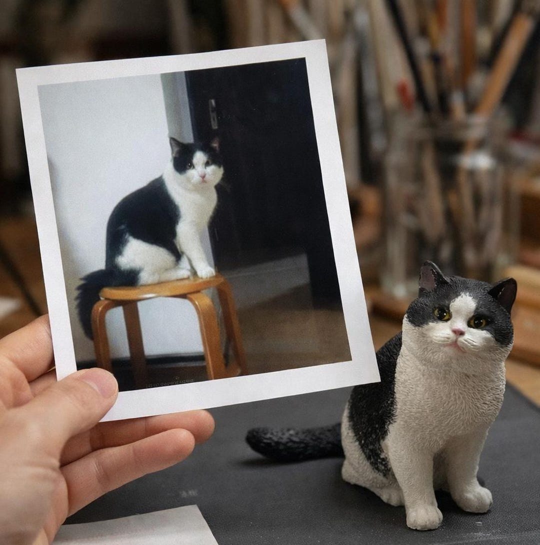 Custom Cat Sculpture From Photo – Handmade Plaster Cat Keepsake for Pet ...