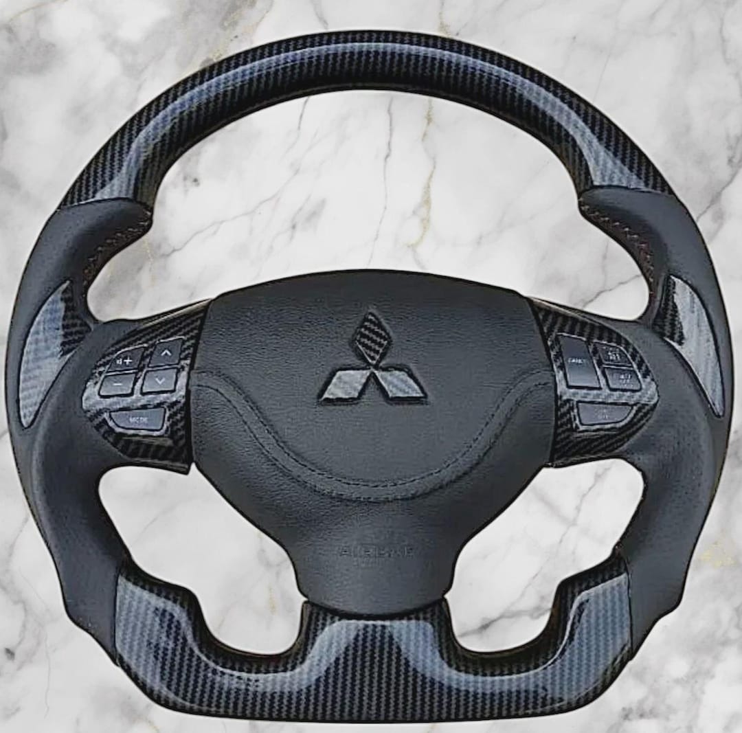 Mitsubishi Lancer Evolution Carbon Fiber & Leather Steering Wheel for ...