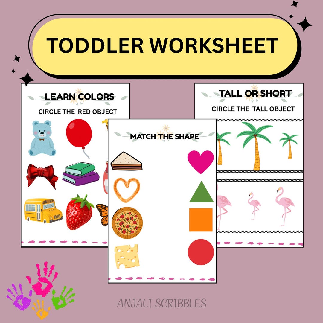 Toddler Learning Printable PDF – Shapes, Colors & Animals Worksheets ...