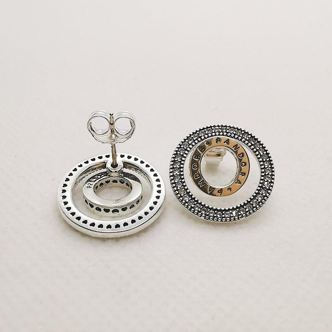 Pandora Logo Circle Stud Earrings S - Etsy