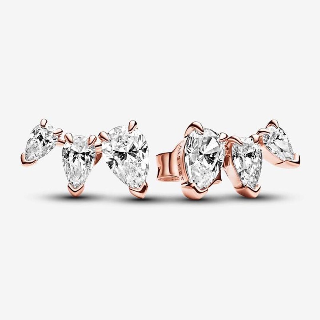 Pandora Sparkling Pear Rose Gold Stud Earring - Etsy