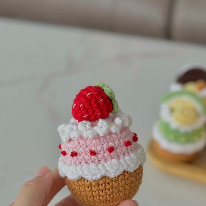Crochet Cupcake Plush - Handmade Amigurumi Dessert Toy, Cute Crochet ...